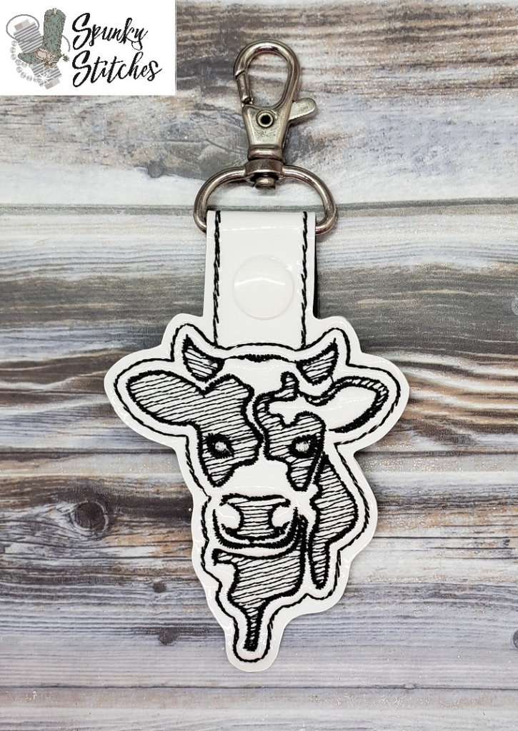 Cow Sketch Key Fob