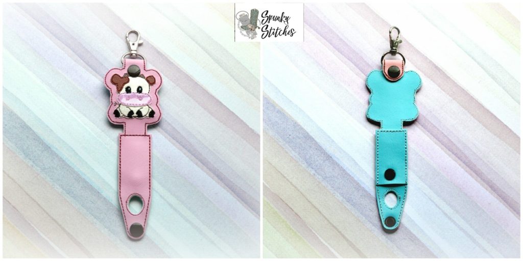 Cow Chapstick holder Key Fob