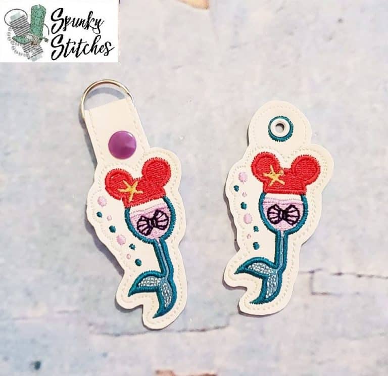 Tiny Mermaid Wine Glass Key Fob and Zipper Pull