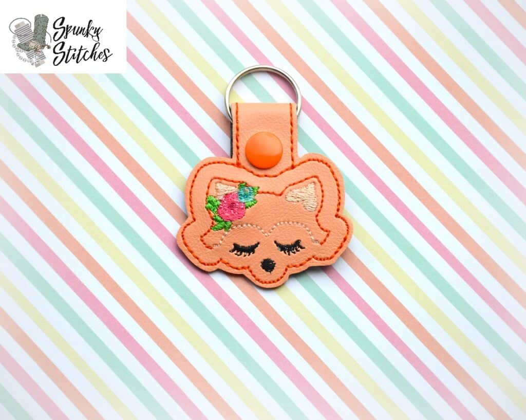 Fox with Flowers Key Fob