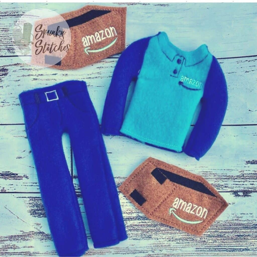 Prime Delivery Person Elf Costume With Packages