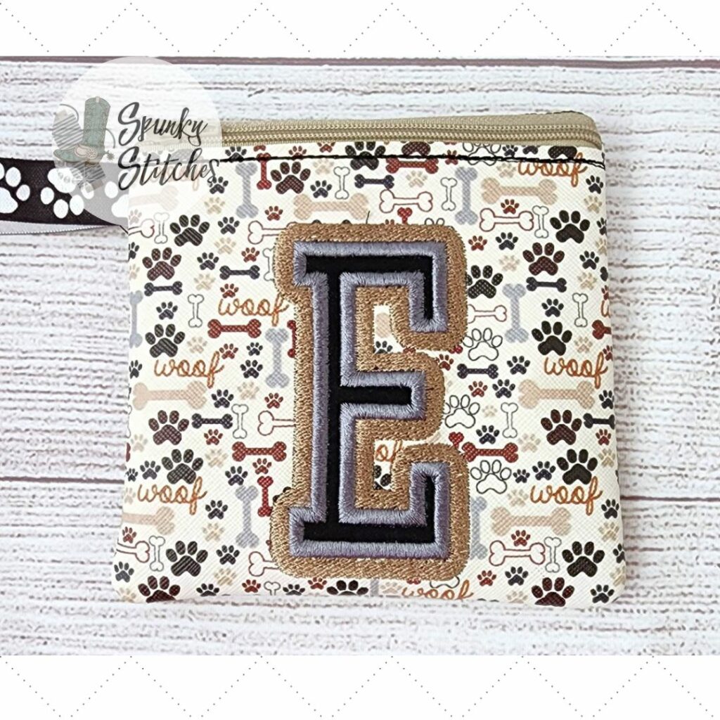 E Block Letter Zipper Bag