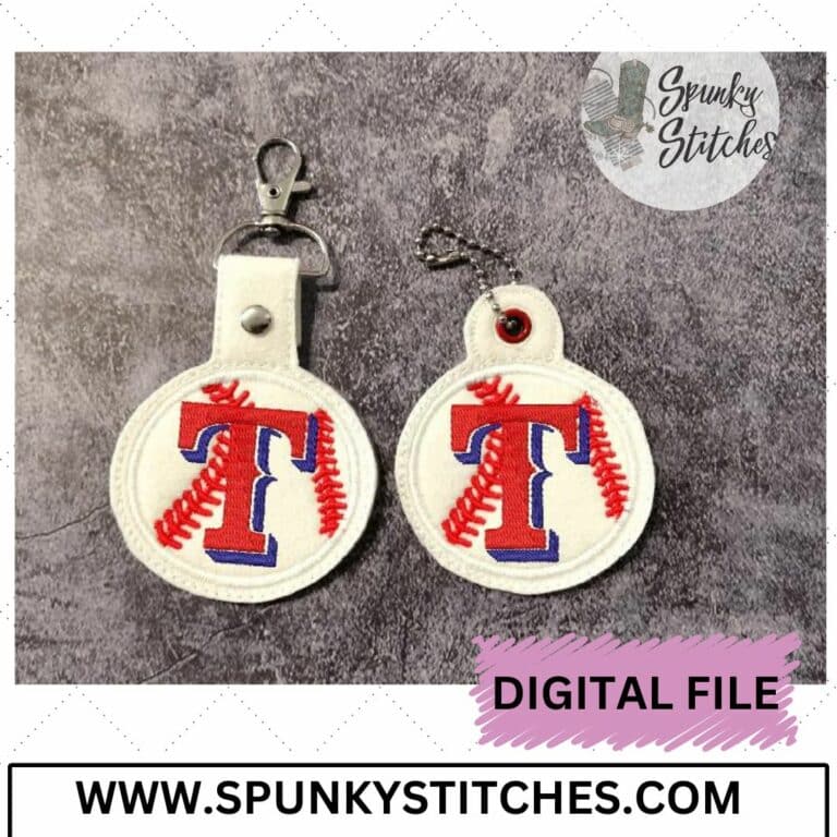 Rangers Baseball Key Fob and Zipper Pull