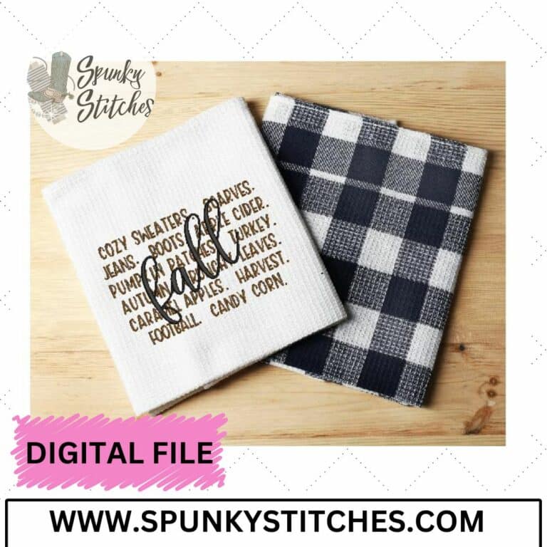 Fall Words Embroidery Design