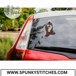 Middle Finger Taz Car Tag In The Hoop Embroidery File