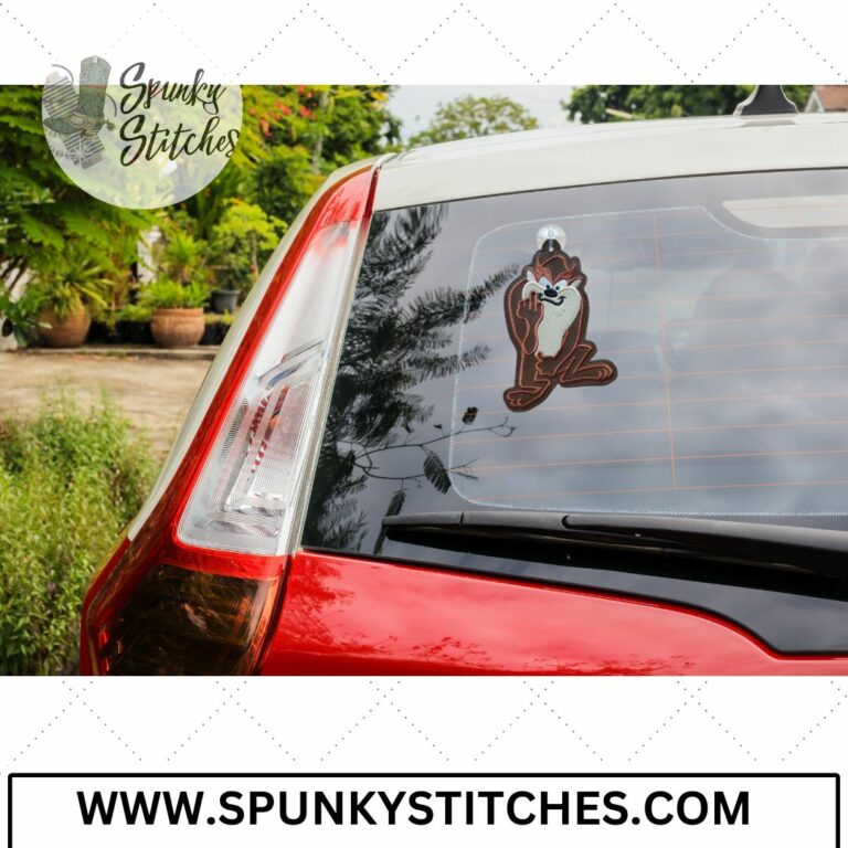 Middle Finger Taz Car Tag In The Hoop Embroidery File