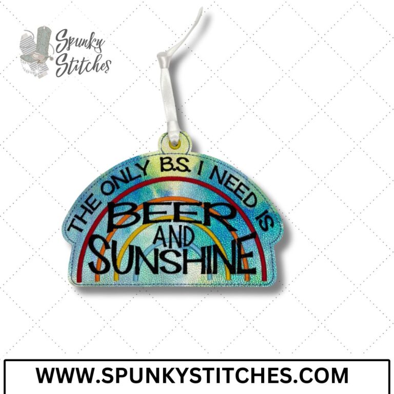 Beer And Sunshine Car Tag In The Hoop Embroidery File