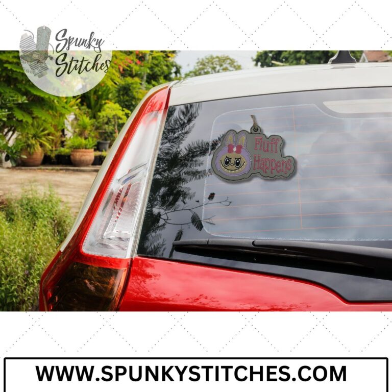 Fluff Happens Car Tag In The Hoop Embroidery File