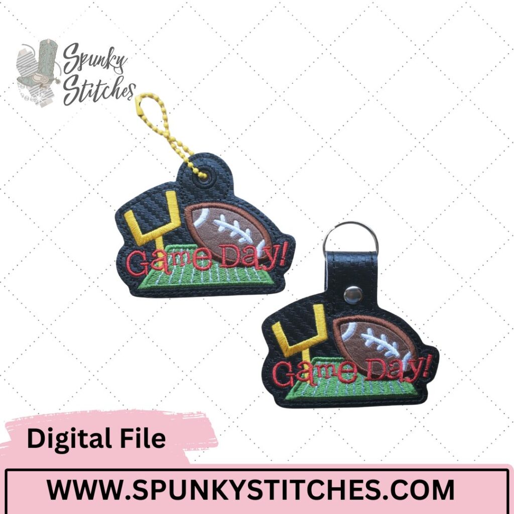 Game Day Field Key Fob and Zipper Pull In The Hoop Embroidery File