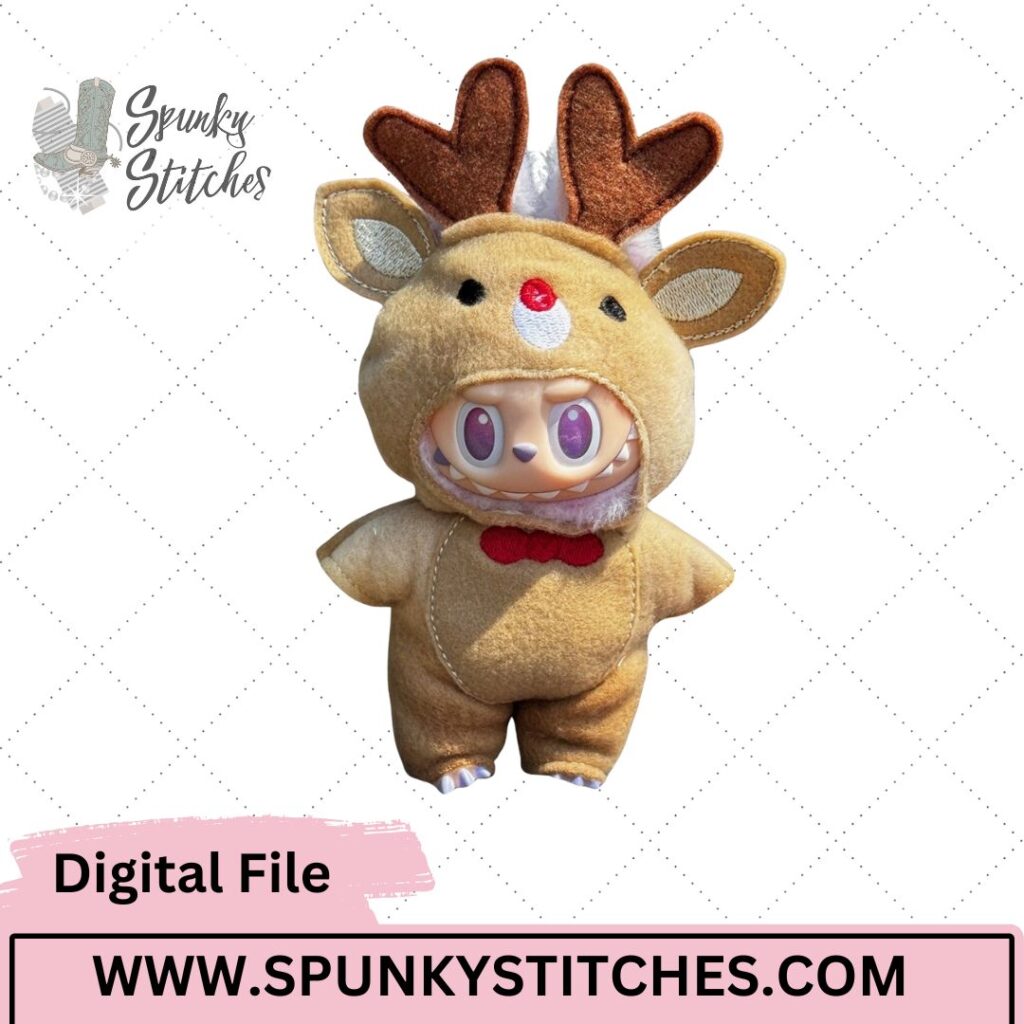 Bubu Monster Reindeer Costume Digital Embroidery File