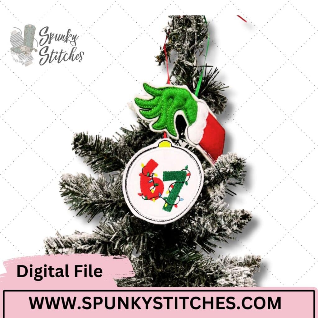 Mean Green Guy Hand 67 Ornament Embroidery File