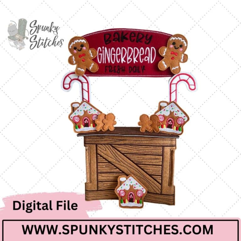 Elf Gingerbread Bakery Stand Digital Embroidery File